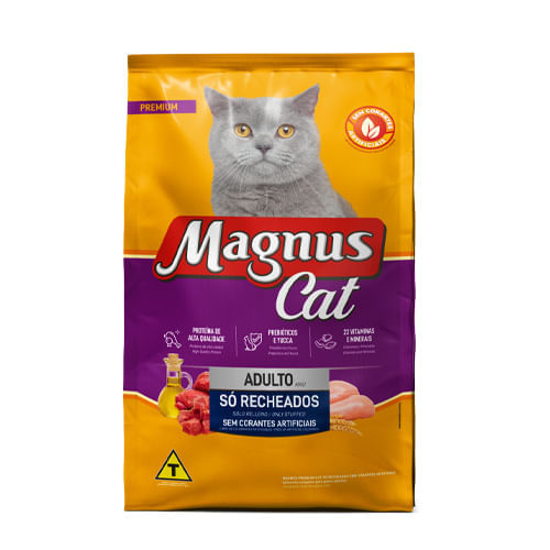 Ração Magnus Cat Premium Só Recheados Sem Corantes para Gatos Adultos ...