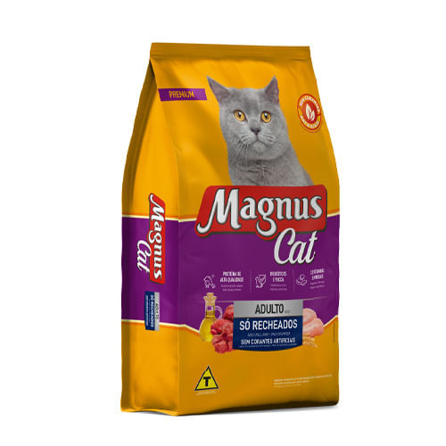Ração Magnus Cat Premium Só Recheados Sem Corantes para Gatos Adultos ...